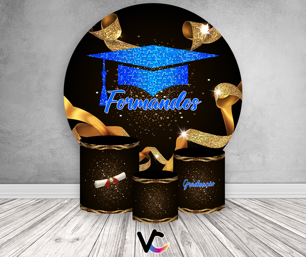 Painel De Festa Redondo 1,50 x 1,50 + Trio De Capas Cilindro ...