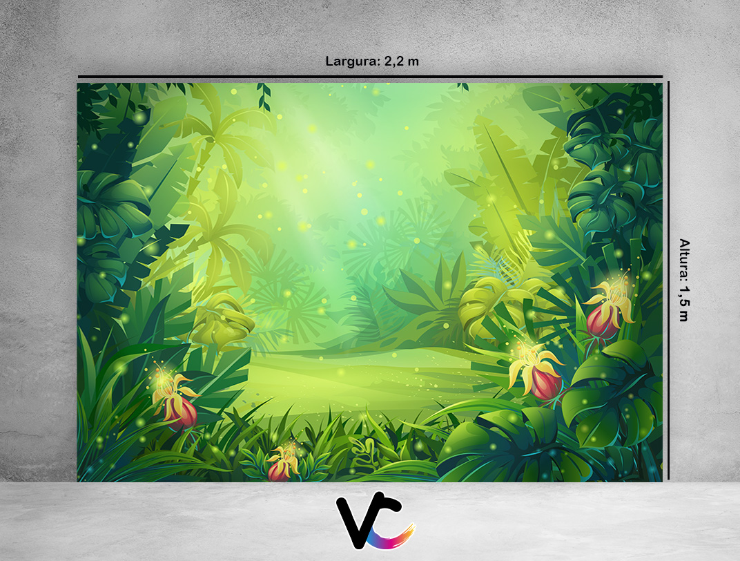 Fundo Da Selva Papel De Parede Infantil Safári Animais Na Floresta