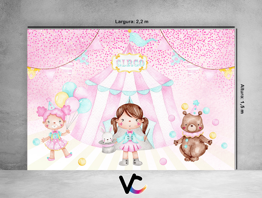 Fundo Fotográfico 2,20 x 1,50 - Circo Rosa Aquarela Bolinhas 005 - Via ...