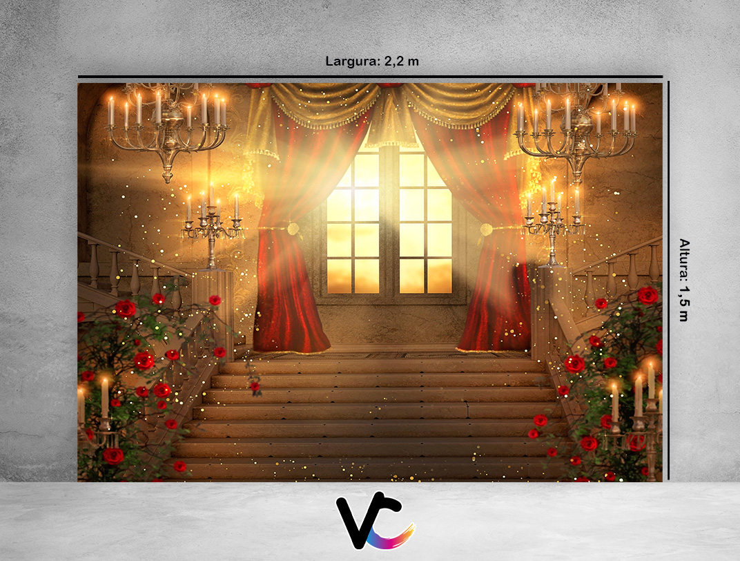 Fundo Fotográfico 2,20 x 1,50 - Capitonê Realeza Flores Vermelhas 003 ...