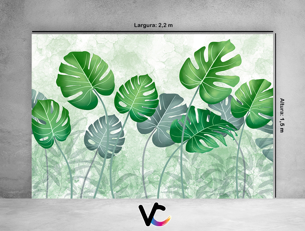 Fundo Fotográfico 2,20 x 1,50 - Folhas Costela de Adão 089 - Via Cores ...