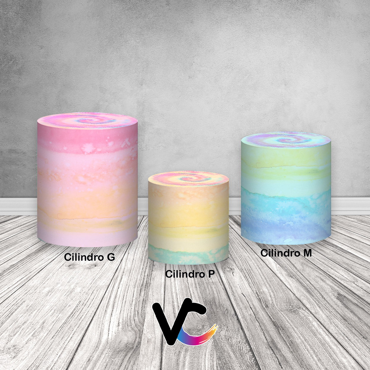 Trio De Capas De Cilindro - Tie Dye Colorido Tom Pastel 004 - Via Cores ...