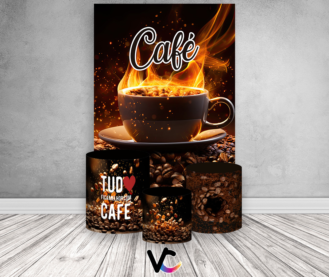 Painel De Festa Vertical 1,50 x 2,20 + Trio De Capas Cilindro - Café em ...