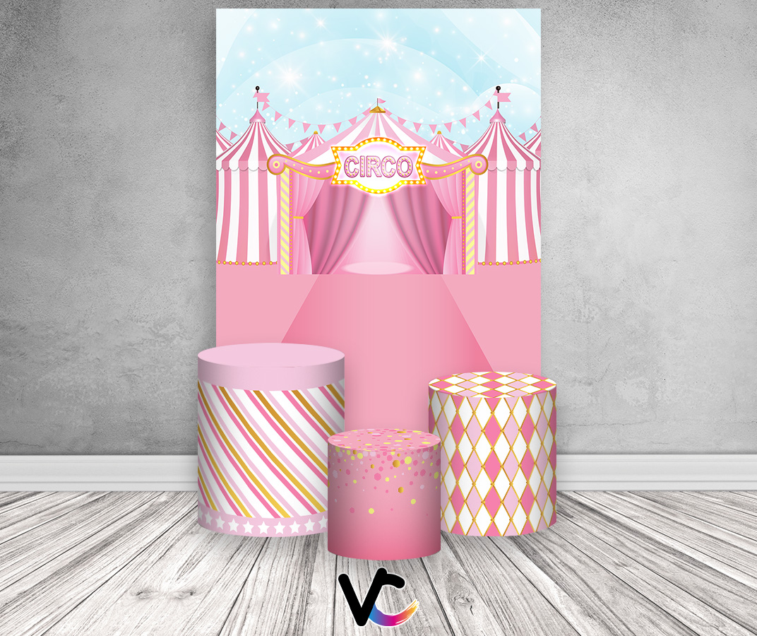 Painel De Festa Vertical 1,50 x 2,20 + Trio De Capas Cilindro - Circo ...