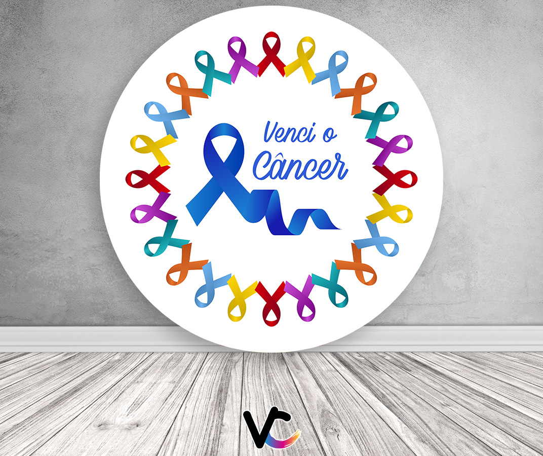 Painel De Festa Redondo 1,50x1,50 - Venci o Câncer Laços Coloridos 020 ...
