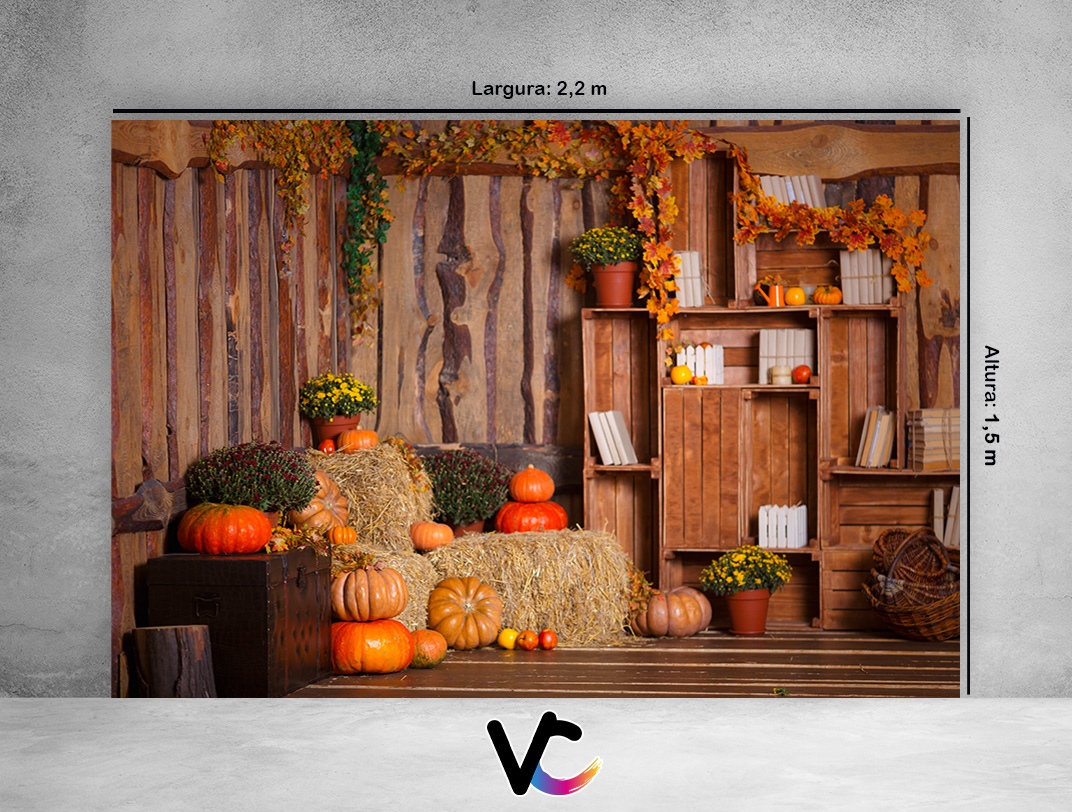 Fundo Fotográfico 2,20 x 1,50 - Ensaio Halloween Abóboras Realista 005 ...