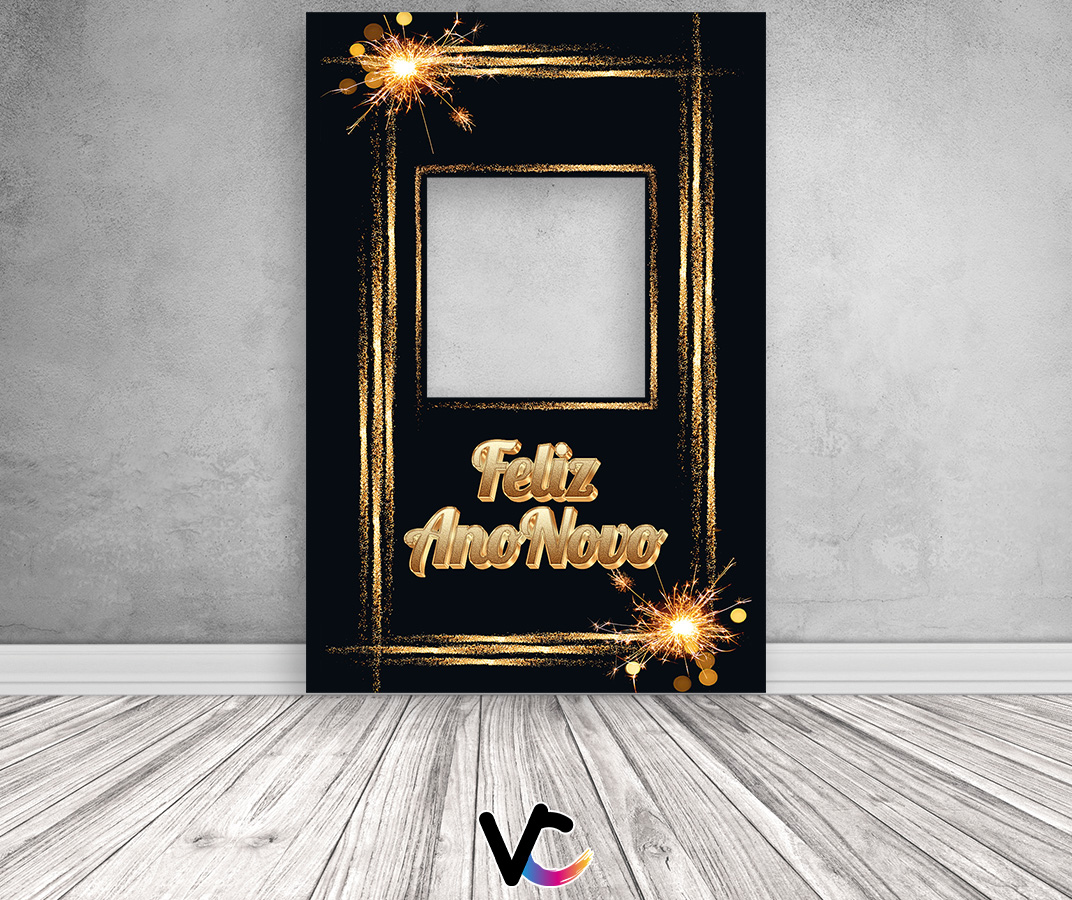 Painel De Festa Vertical Interativo 1,50x2,20 - Feliz Ano Novo Frame de ...