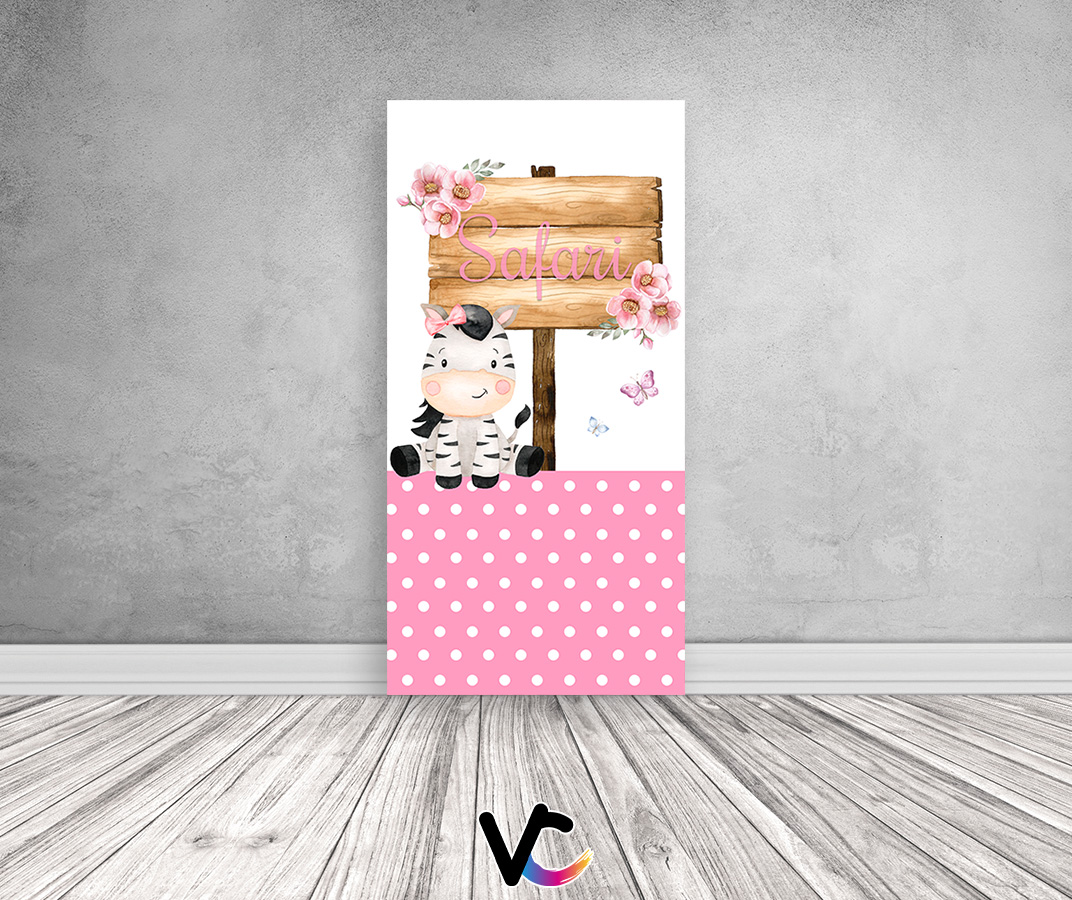 Painel De Festa Vertical 1,00 x 2,00 - Safari Rosa com Poás 036 - Via ...
