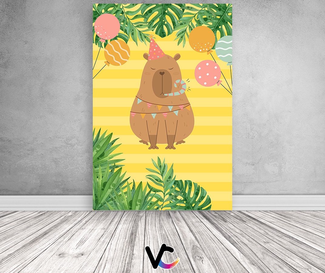 Painel De Festa Vertical 1,50 x 2,20 - Capivara Festeira 103 - Via ...