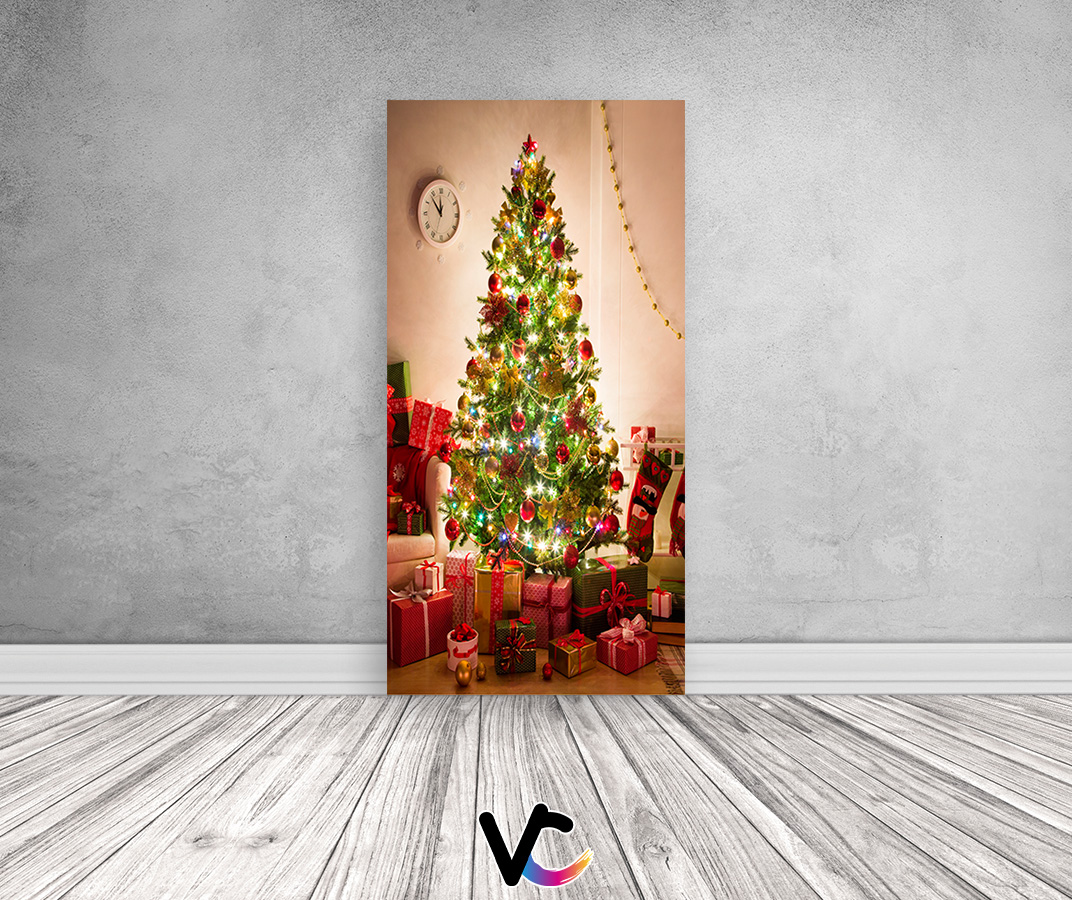 Painel De Festa Vertical 1,00 x 2,00 - Sala de Estar com Árvore de ...