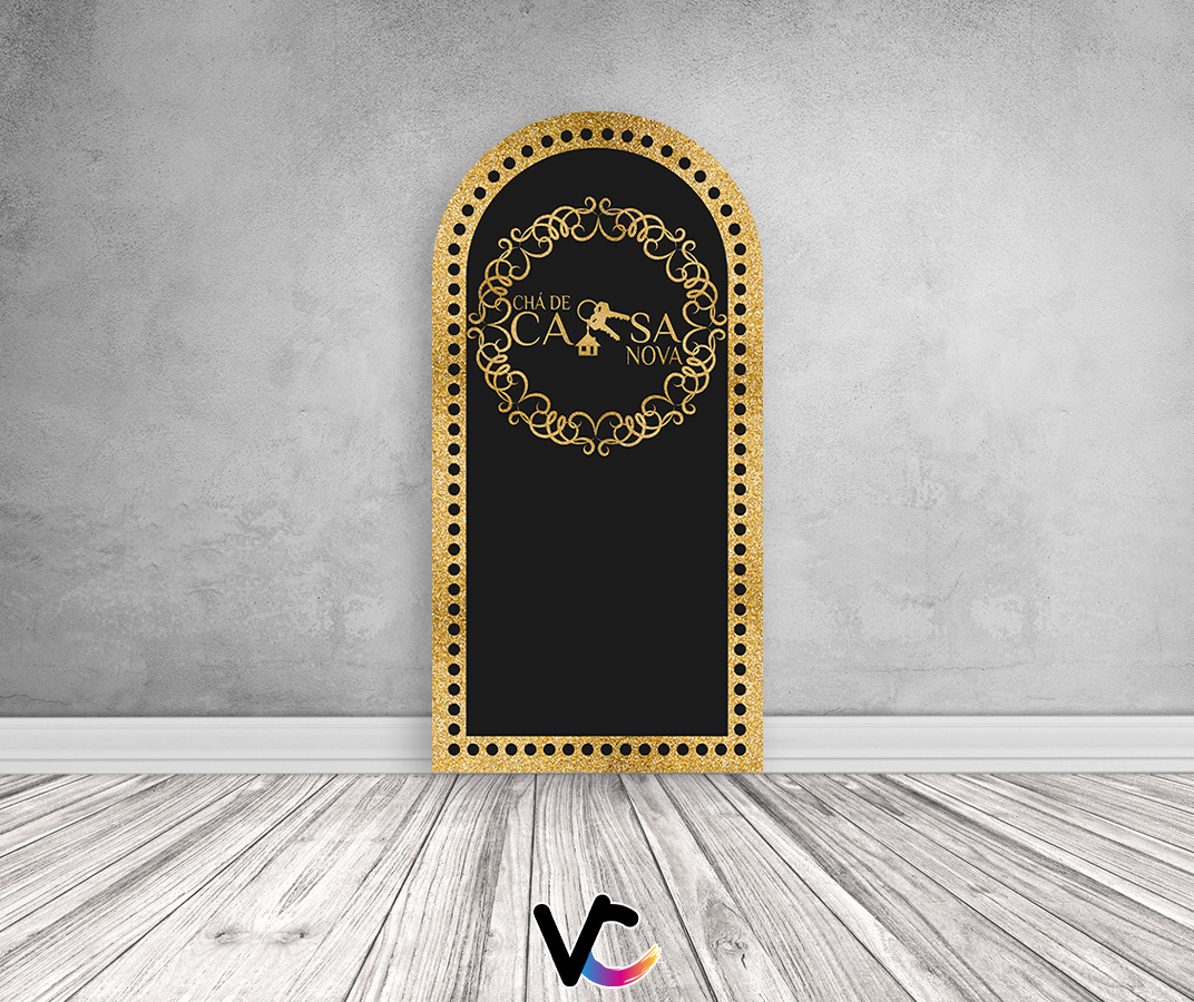 Painel Romano Veste Fácil 1,00x2,00 - Chá de Casa Nova Frame Dourado ...