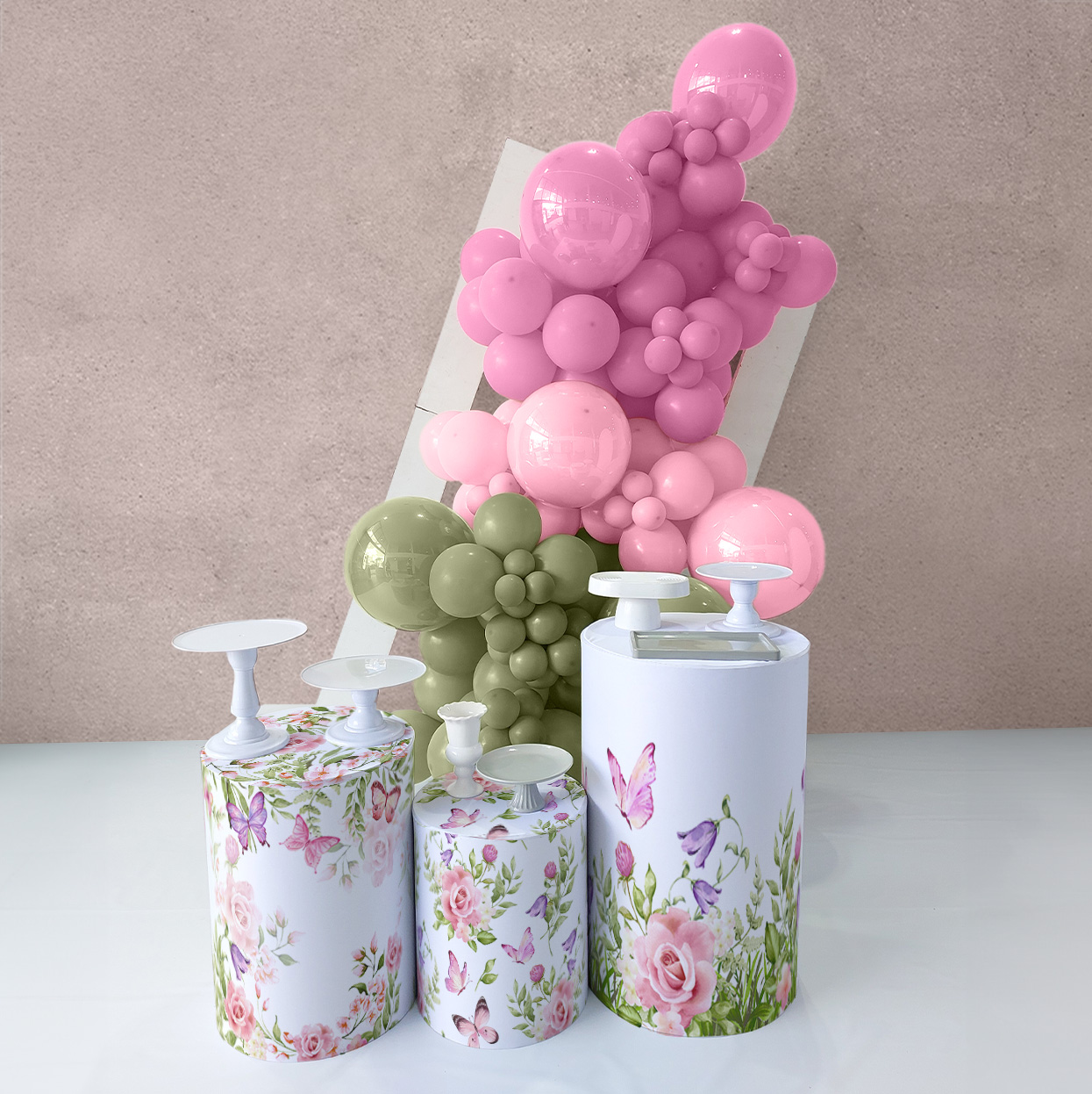 Trio De Capas De Cilindro - Meia Lua de Flores e Borboletas 100 - Via ...