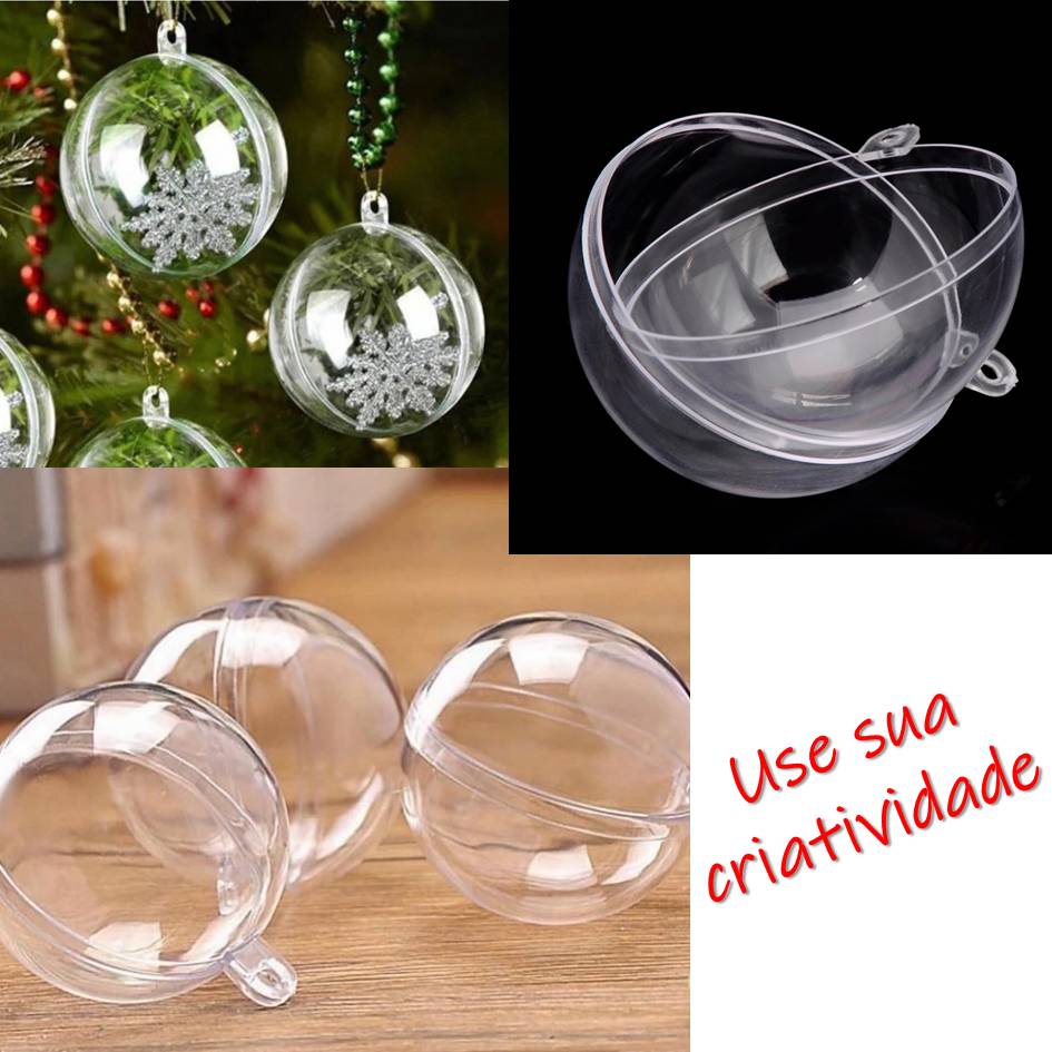 Kit 5 Esferas Acrílicas Transparentes (DIVERSOS TAMANHOS) Bola de Natal ...