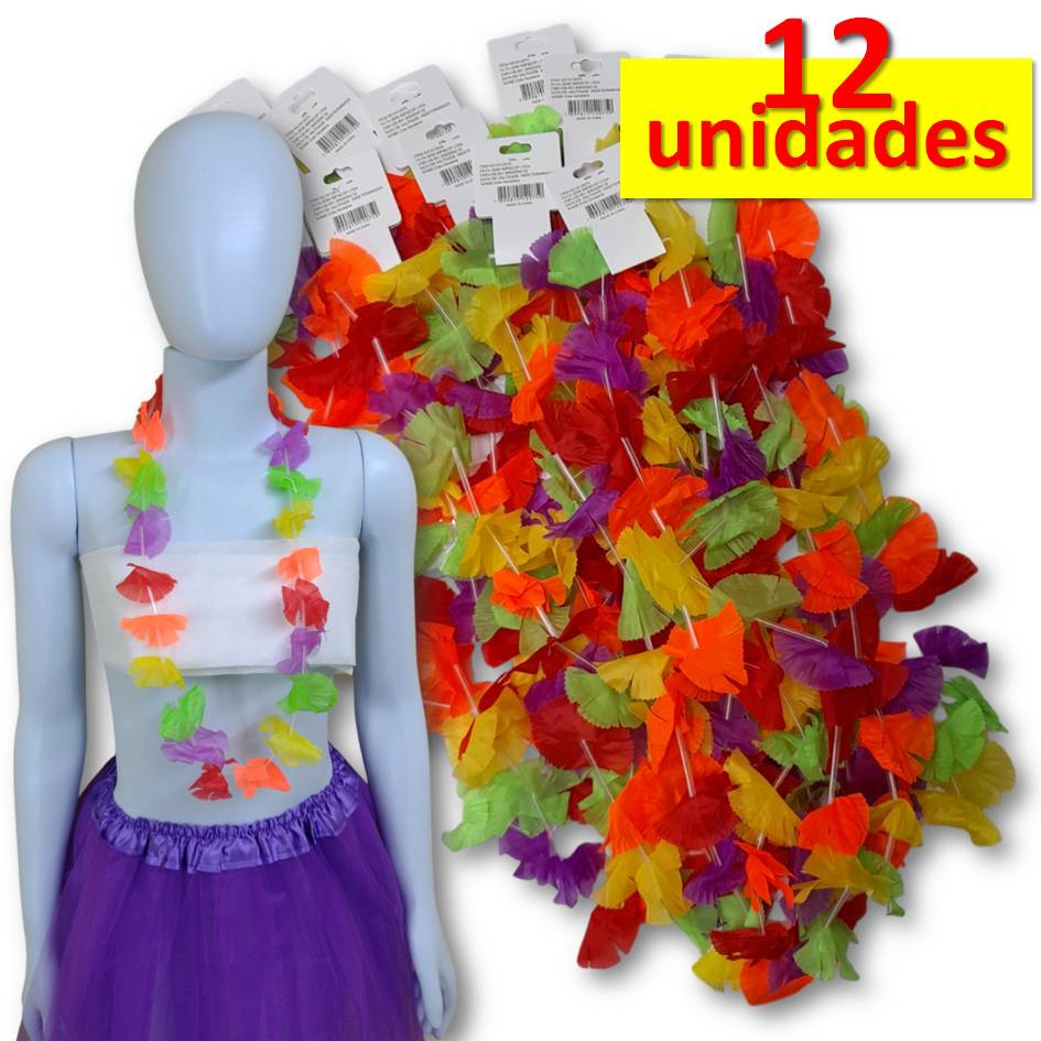 12 unidades Colar Havaiano Neon Luau Carnaval - Loja Festas Brinquedos