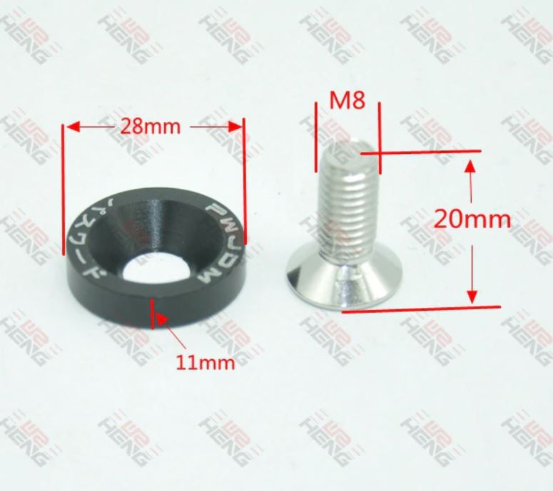 6 Arruelas Anilhas Fender Alumínio M8+Parafusos PRETO - 1616 - 147 ...