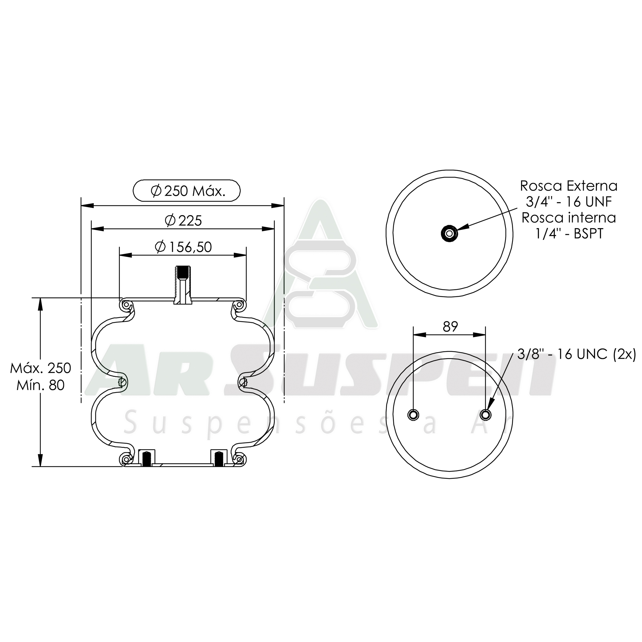 ST881 - Mola Pneumatica Suspensor Eixo Boero - Ar Suspen Suspensões a Ar
