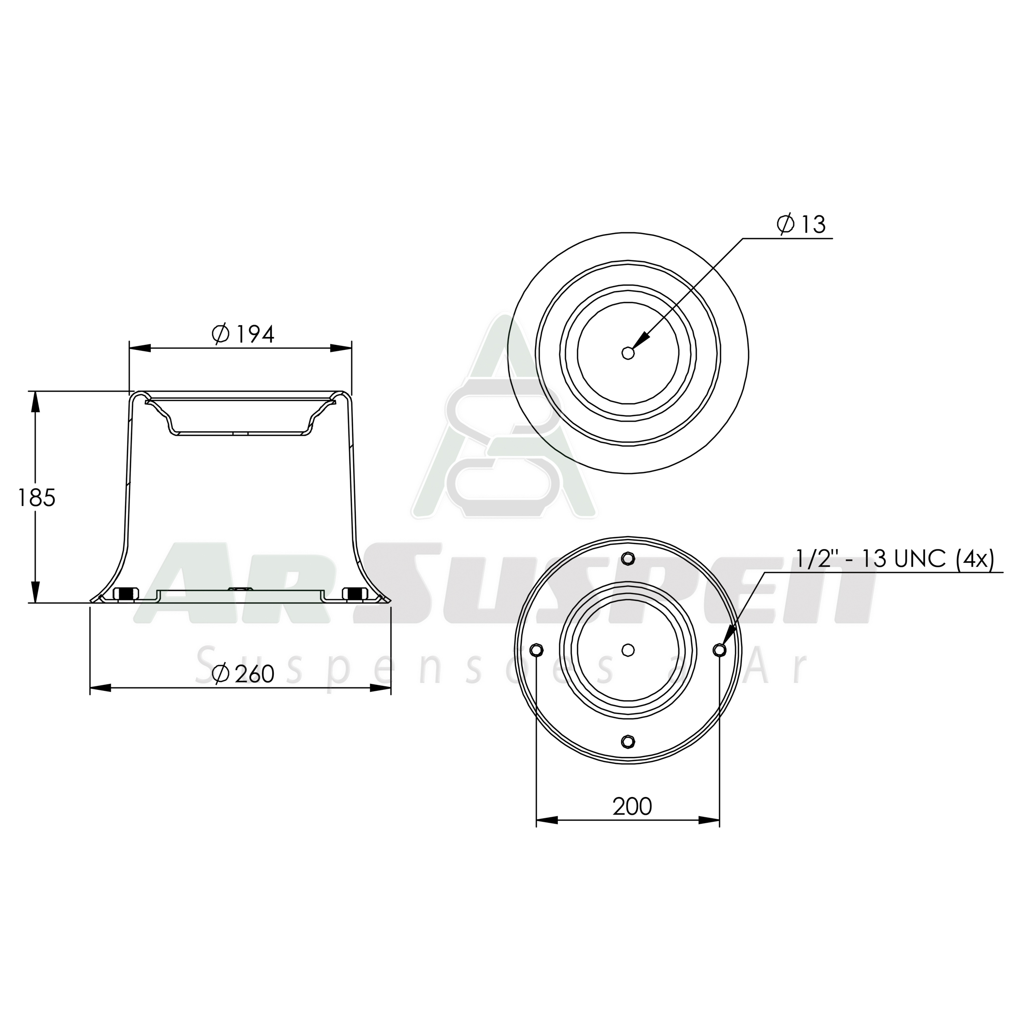 ST226BSE - Base Mola Pneumatica Suspensao SAF Holland / KLL - Ar Suspen ...