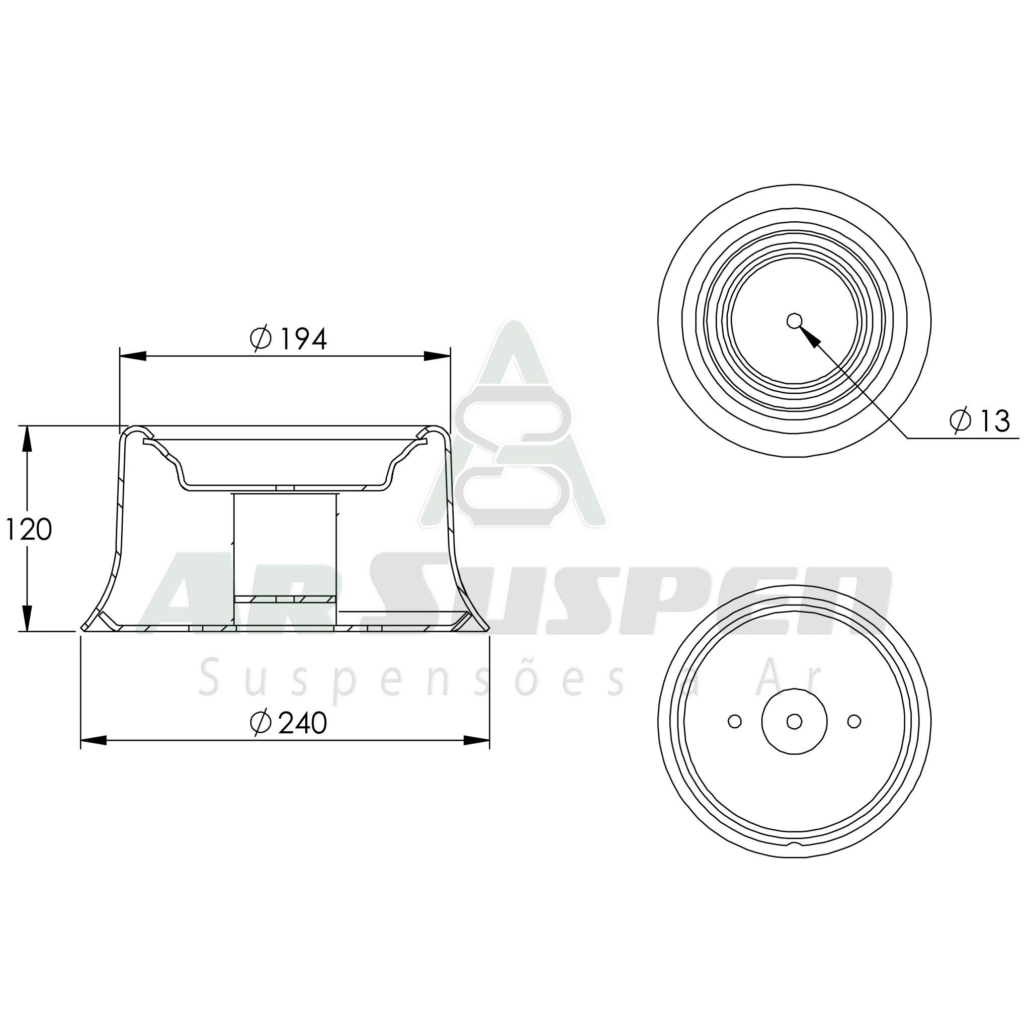 ST231BSE - Base Mola Pneumatica Suspensao SAF Holland / KLL - ArSuspen ...
