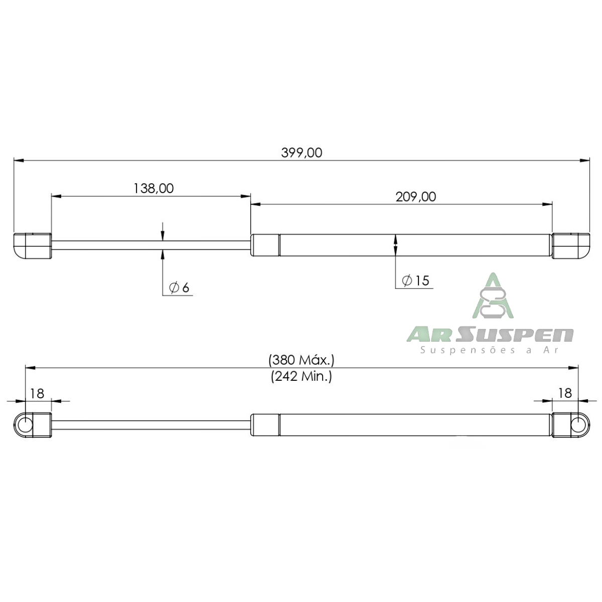 ST387 - Mola Gas Bagageiro Scania Serie 6 - P / R / S - Ar Suspen ...