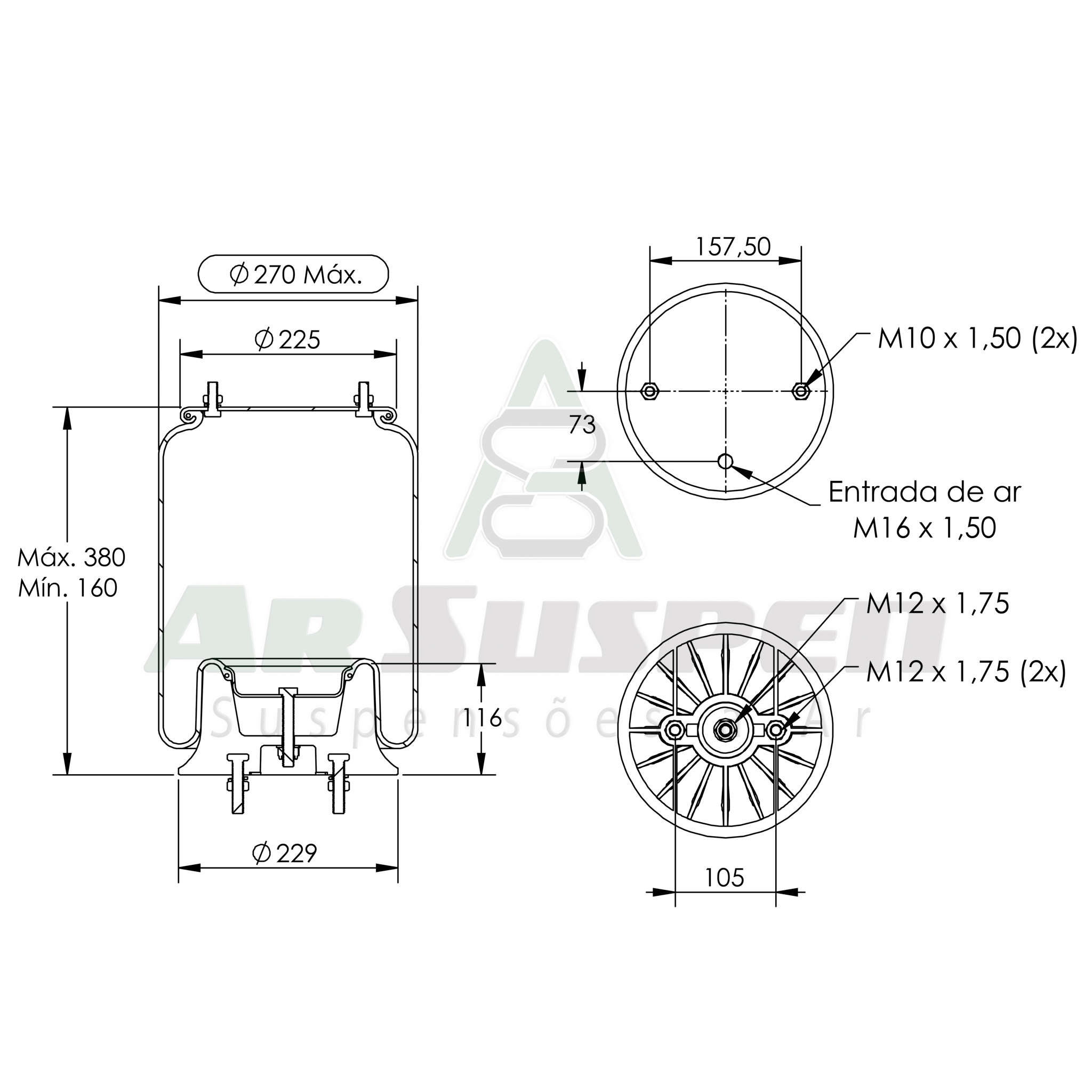 ST030 - Mola Pneumatica Completa Scania Serie 4/5/6 - P/G/R - ArSuspen ...
