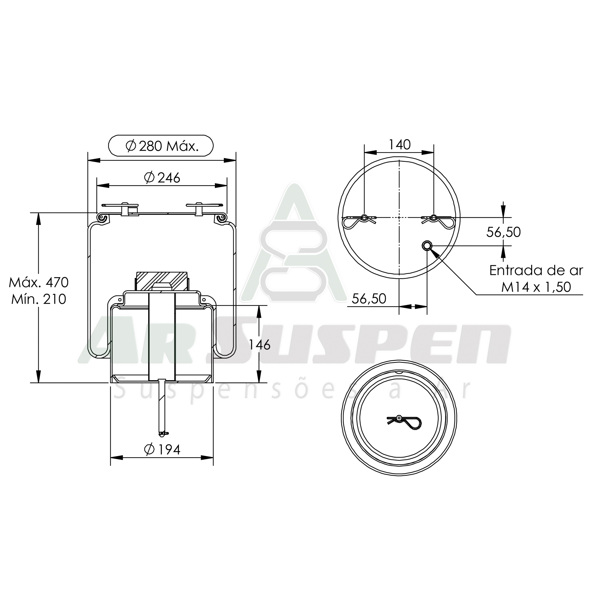 STB502 - Mola Pneumatica Completa Suspensao Scania Serie K/L - Ar ...