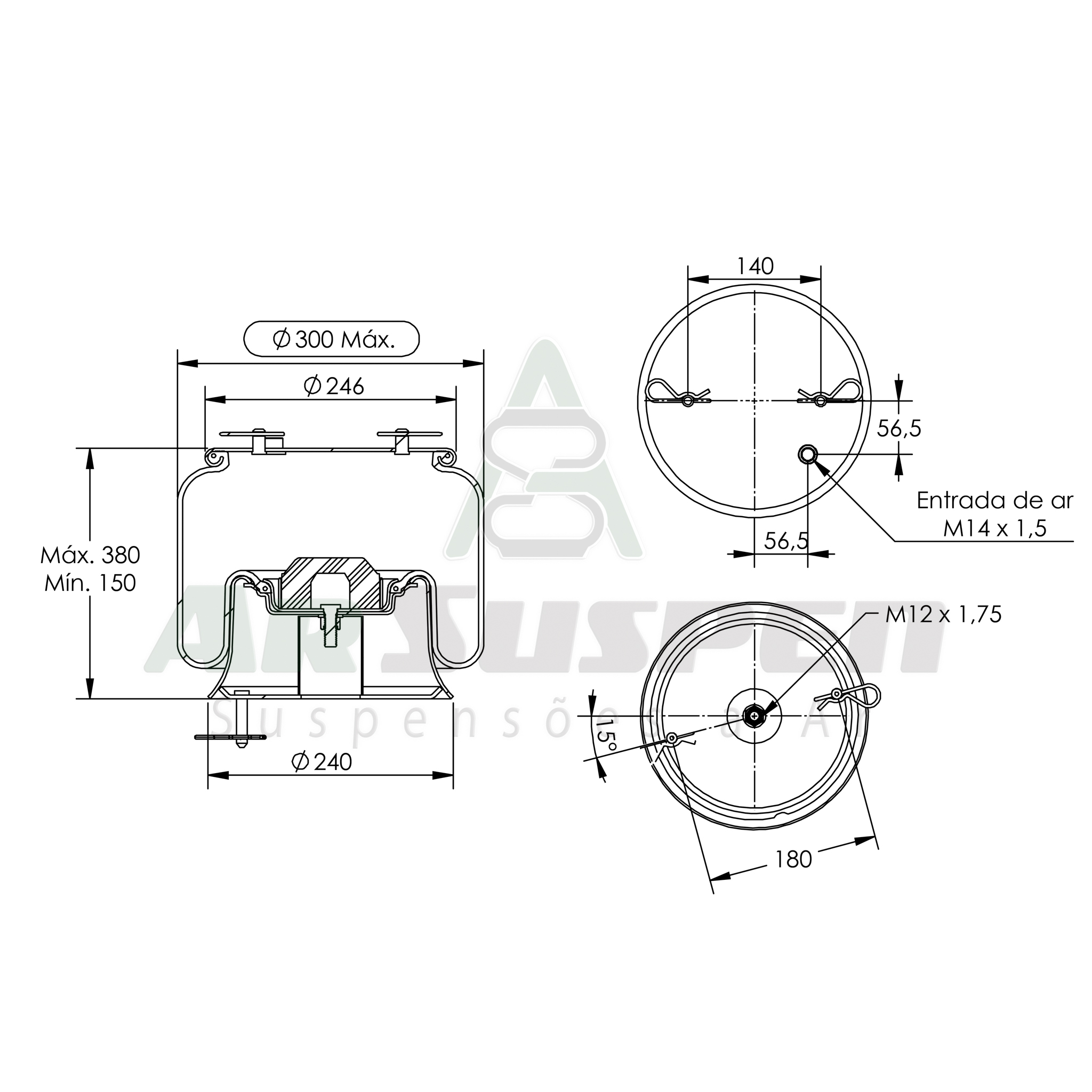 STB507 - Mola Pneumatica Completa Suspensao Scania Serie K/L - ArSuspen ...