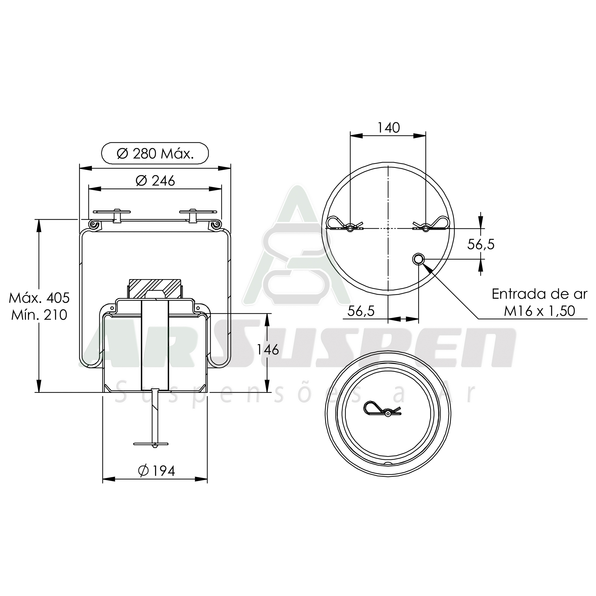STB511 - Mola Pneumatica Completa Suspensao Scania Serie K - Ar Suspen ...