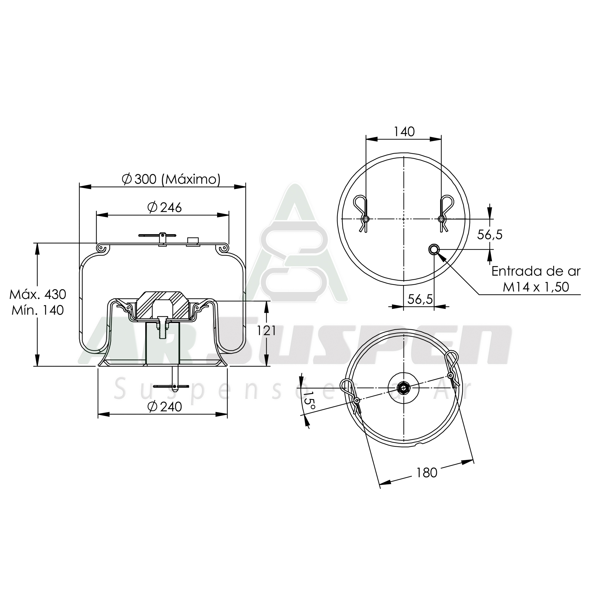 STB514 - Mola Pneumatica Completa Suspensao Scania Serie K/L - Ar ...