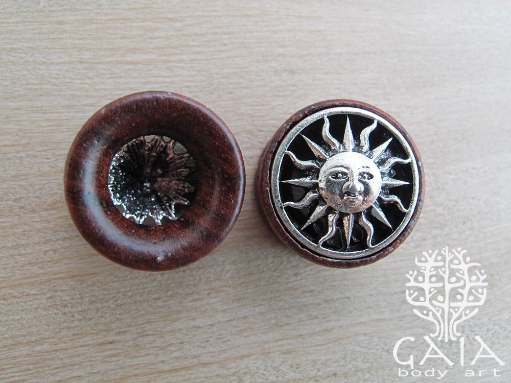 Alargador Madeira Sol Inca - Gaia Body Art Alargadores Piercings e ...