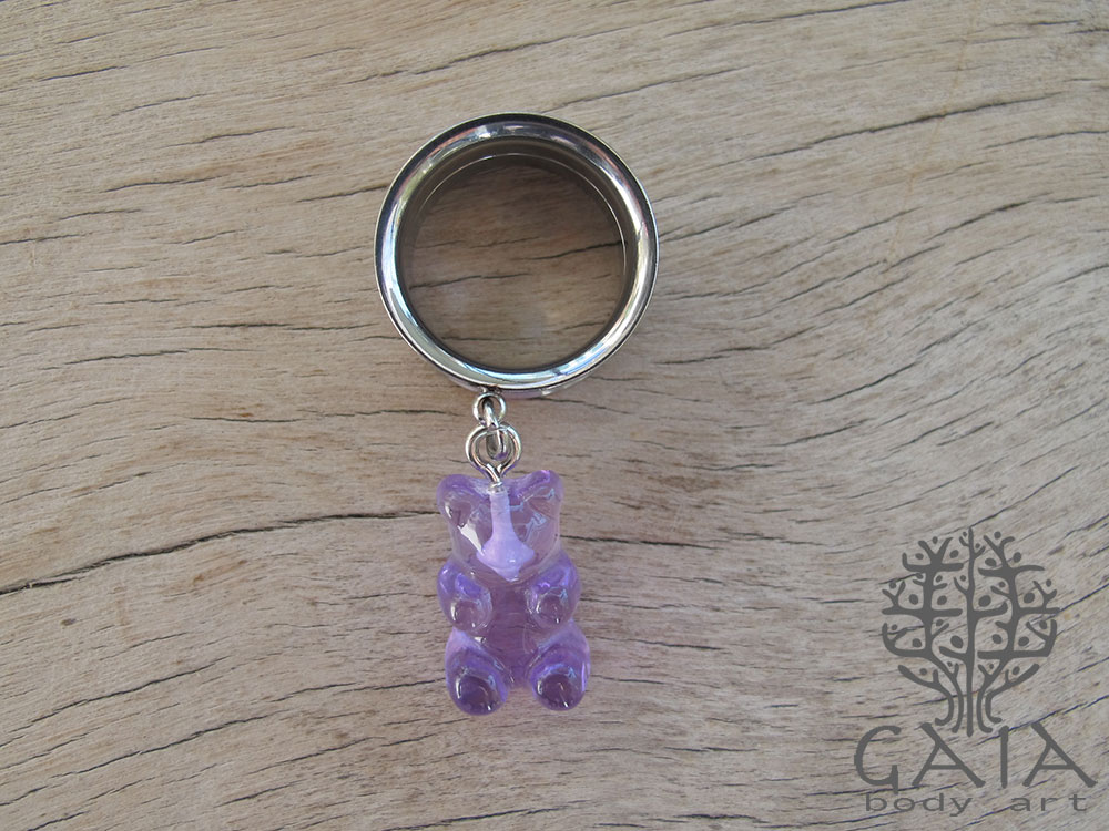 Alargador Aço Cirúrgico Pingente Ursinho Gummy Roxo - Gaia Body Art ...