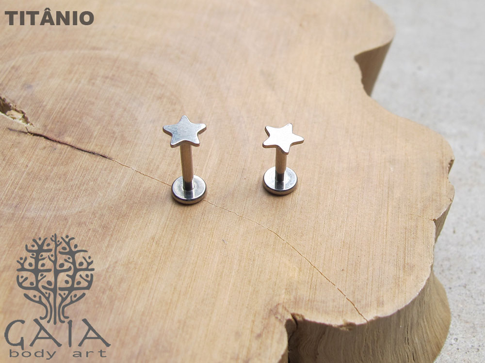 Piercing Labret Titânio Rosca Interna Estrela - Gaia Body Art ...
