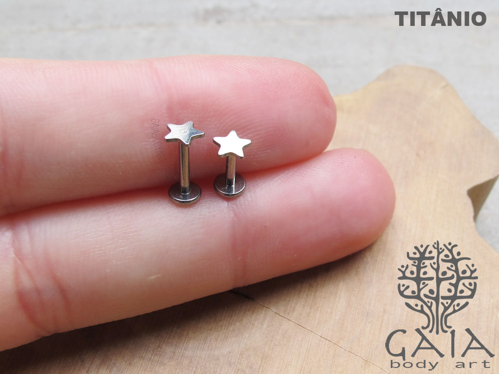 Piercing Labret Titânio Rosca Interna Estrela - Gaia Body Art ...