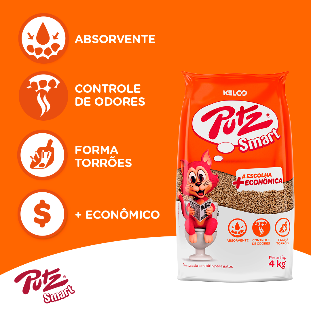 Areia Putz Smart Granulado Sanitário 4kg - Mercado Animal Pet Shop ...
