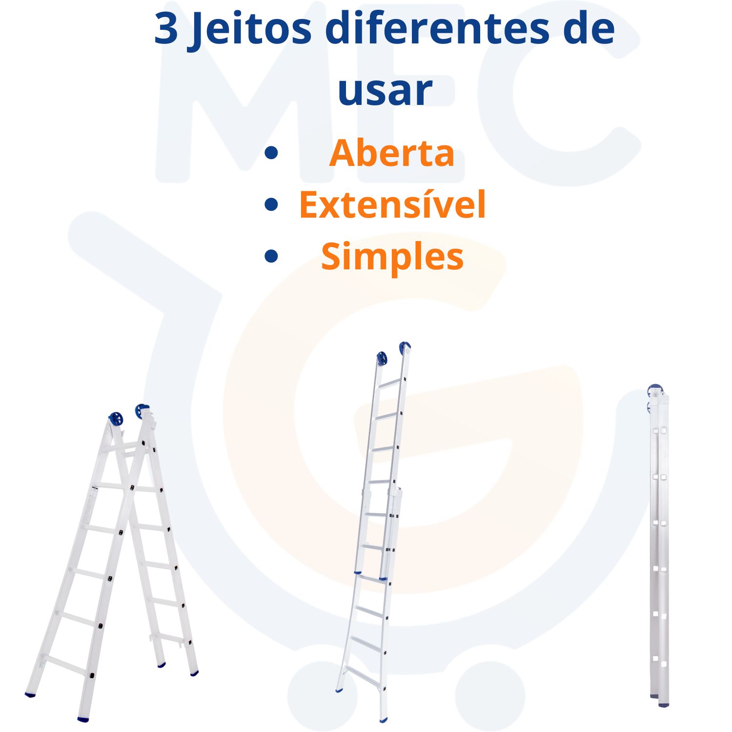 Escada extensível Até 3 Metros Mor 6 Degraus Alumínio - Mec G Store