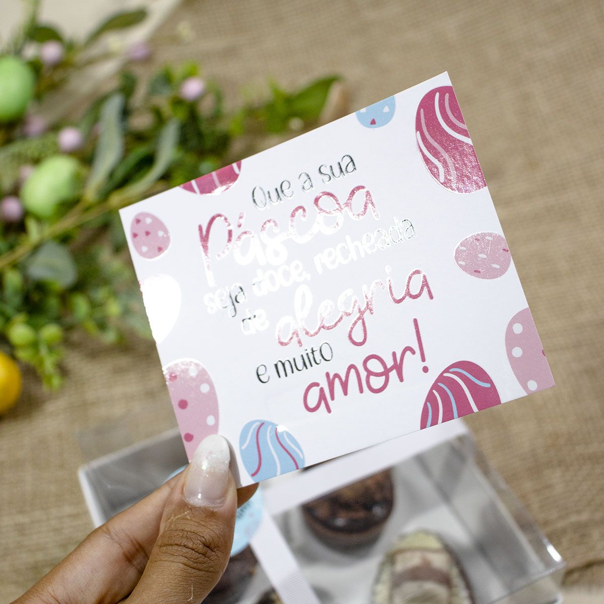 25un Postal "Seja Doce" Verniz Localizado - Coleção Páscoa - Luli Paper