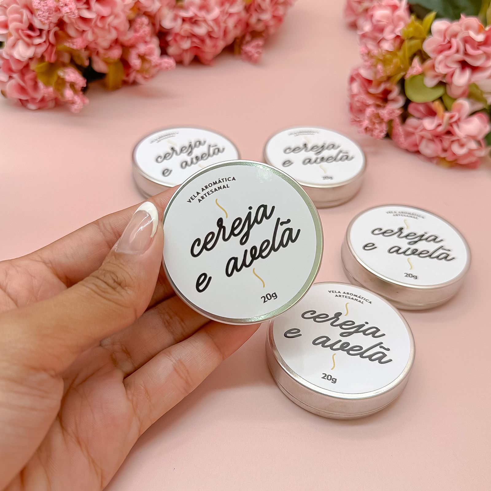 1un Vela Aromática Cereja e Avelã 20g - Luli Paper