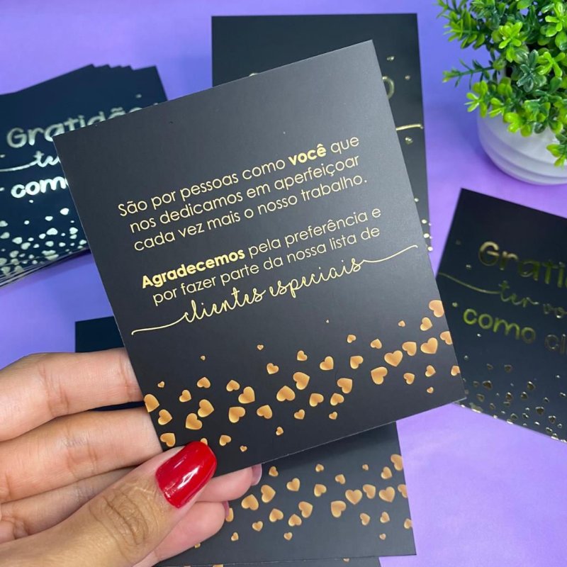 Postal de Agradecimento Hot Stamping "Gratidão" - Luli Paper