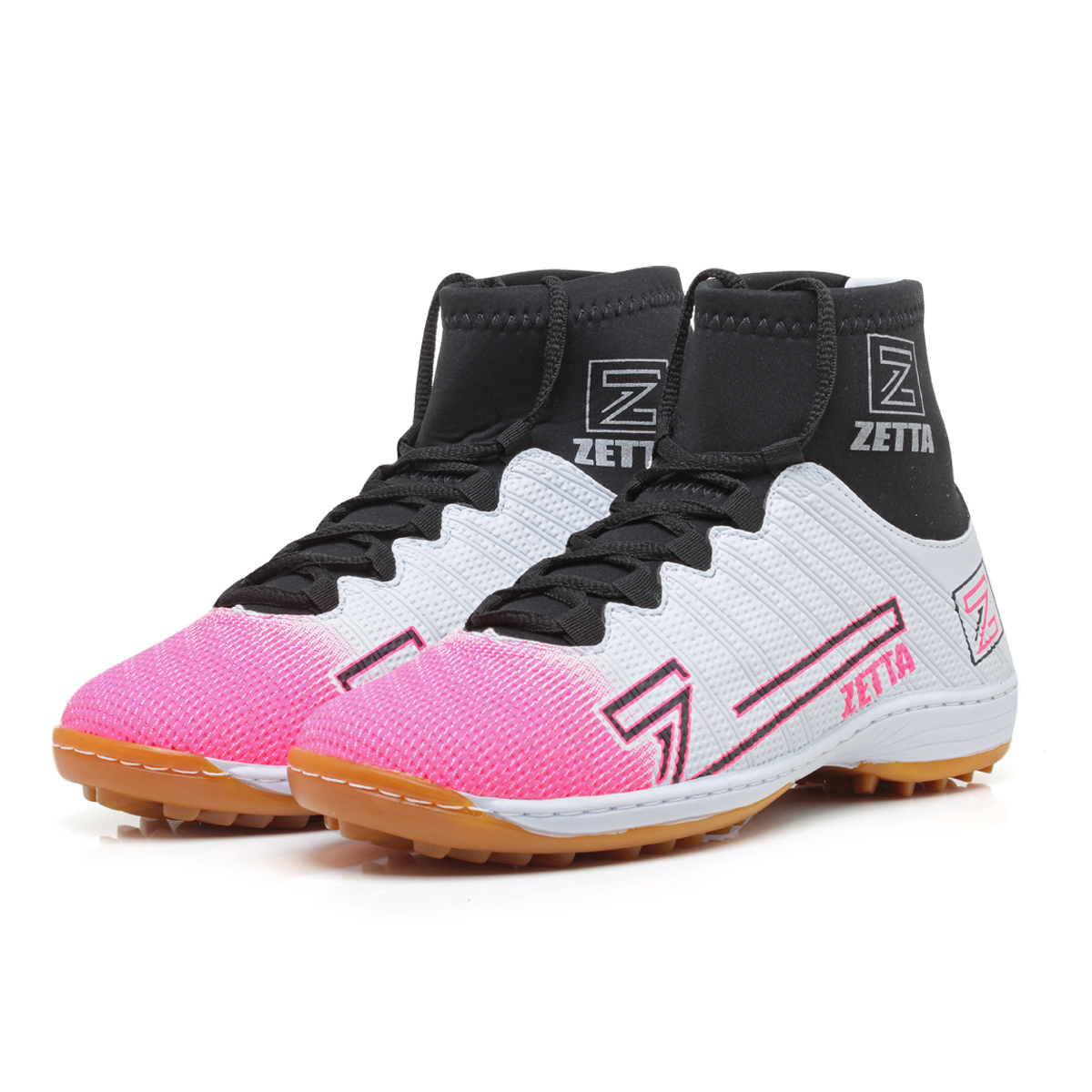 Chuteira Society Cano Alto Branco Rosa - Duster shoes