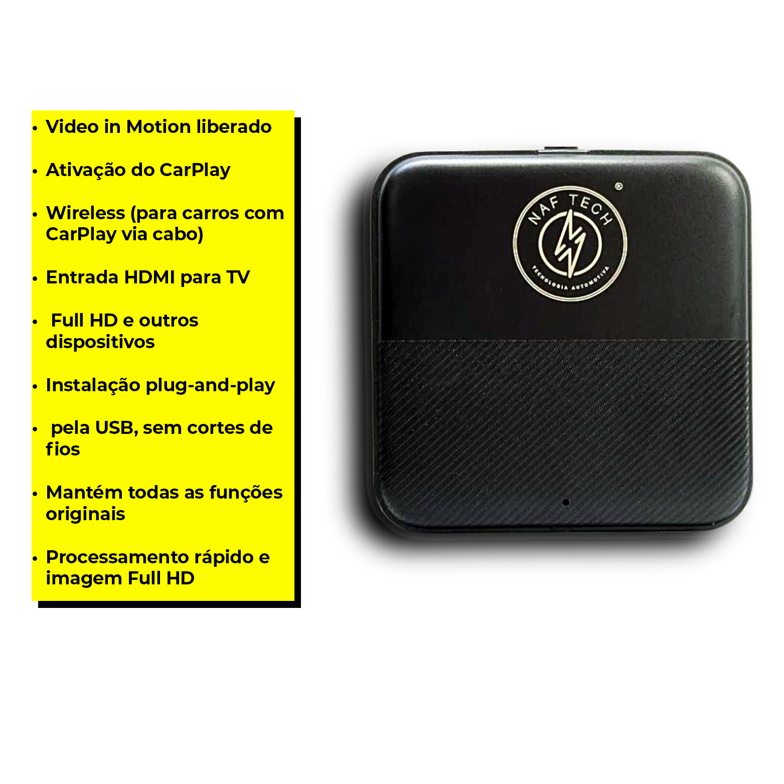 Módulo Naf Tech Desbloqueio de Vídeo + CarPlay Sem Fio + Entrada HDMI ...