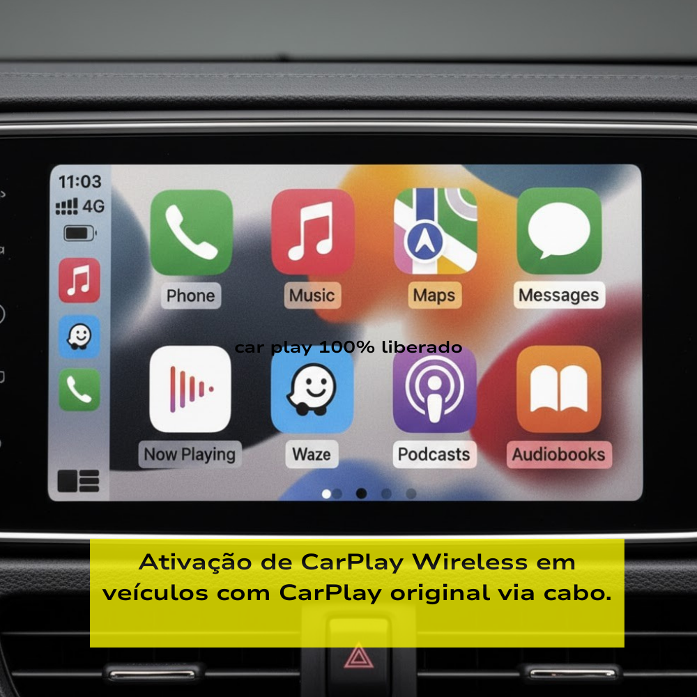 Módulo Naf Tech Desbloqueio de Vídeo + CarPlay Sem Fio + Entrada HDMI ...