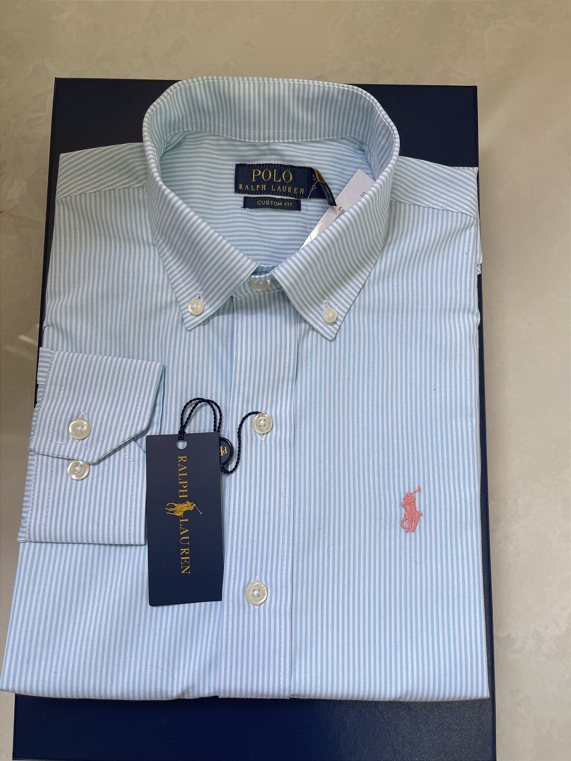 CAMISA RALPH LAUREN AZUL RISCADA - luxominas