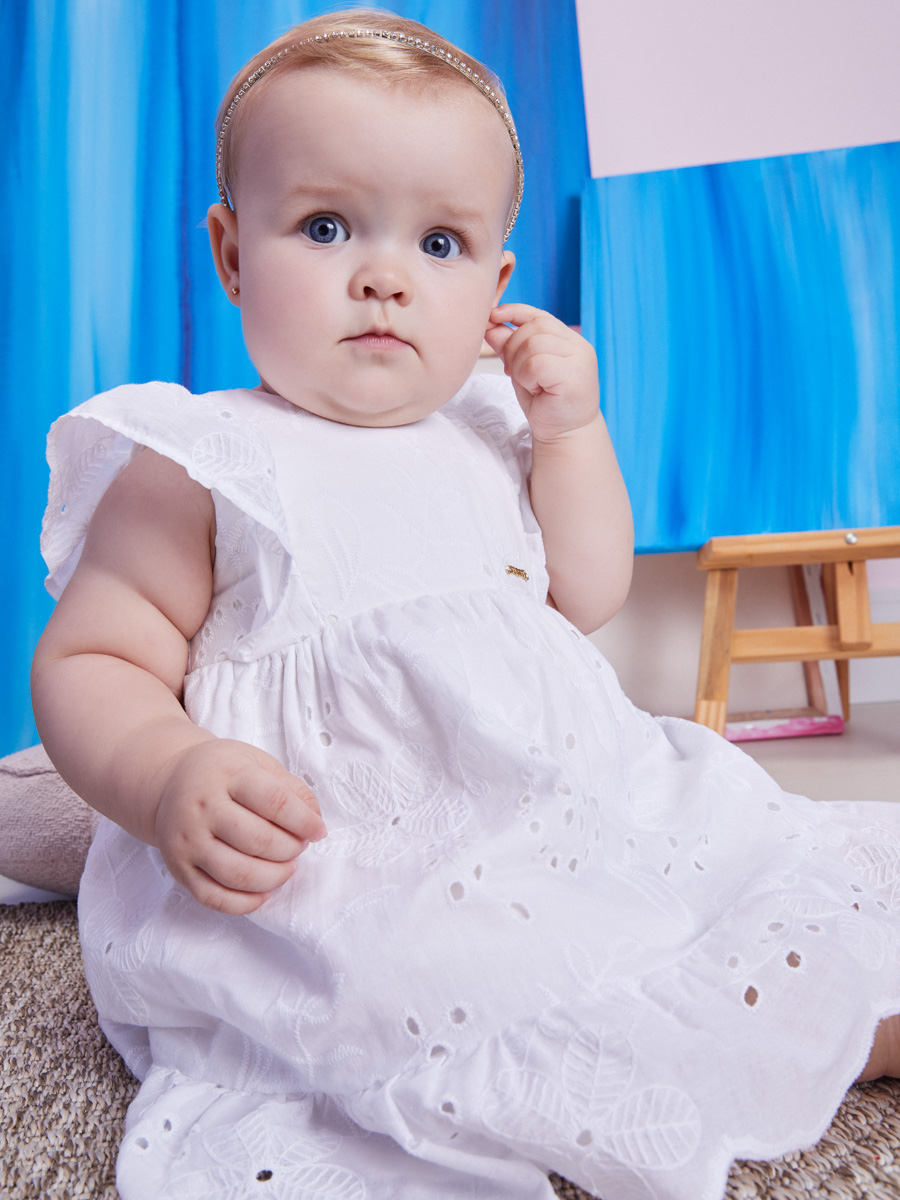 Vestido Branco de Laise Momi Baby C1916 - Fofoti Store
