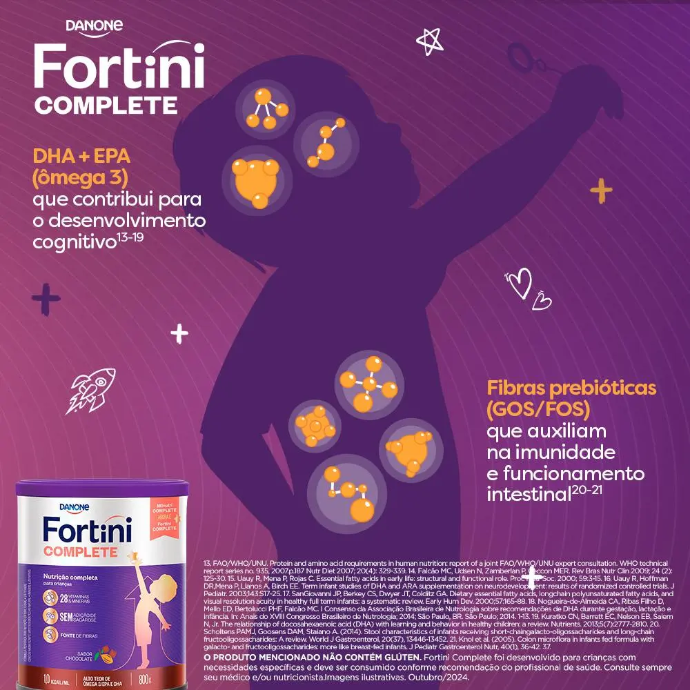 Fortini Complete Chocolate 800G - DANONE - Divina Nutrição Enteral