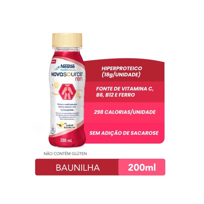 NOVASOURCE REN BAUNILHA 200ML - NESTLE - Divina Nutrição Enteral