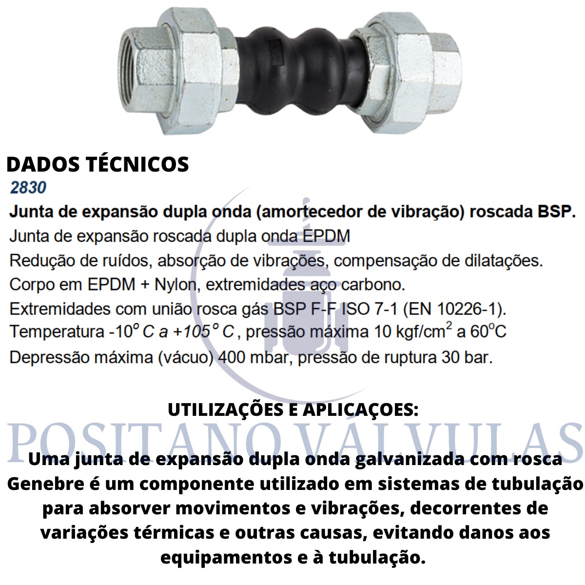 Junta de Expansão Rosqueada Dupla Onda Ref 2830 GENEBRE - Aços Positano ...