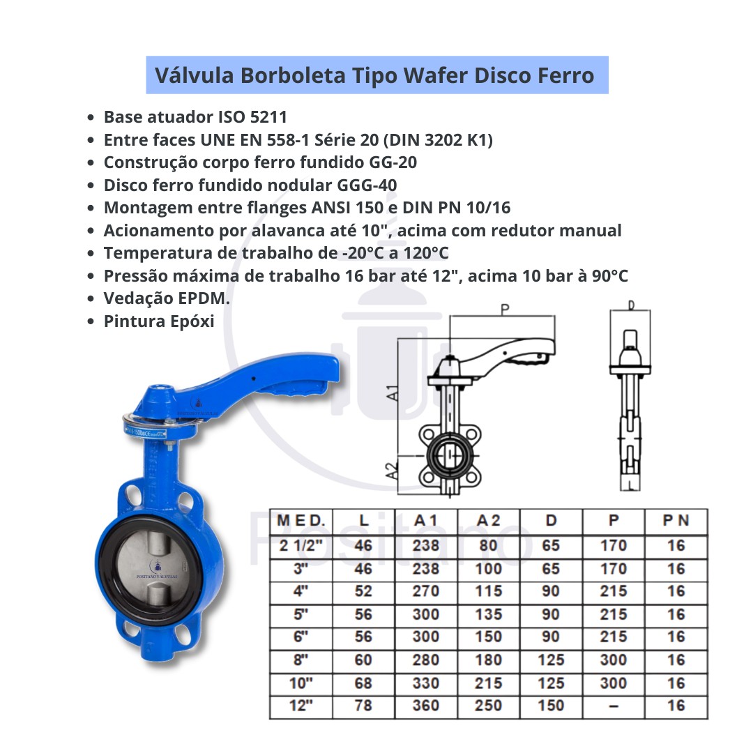 V lvula Borboleta Wafer 3 Polegada Disco Ferro Fig 2103 GENEBRE A os