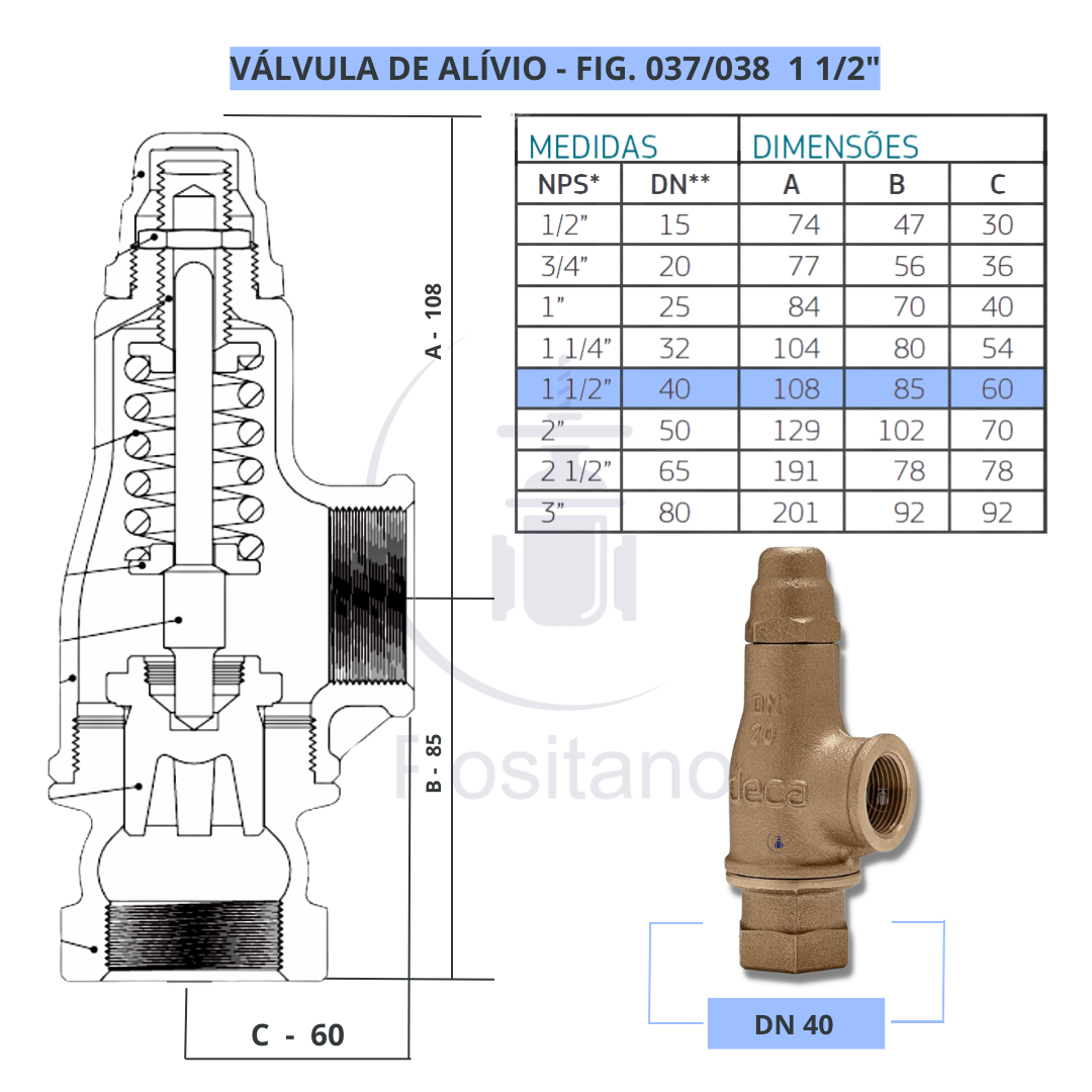 Válvula De Alívio Disco Metálico 1 1 2 Polegada Bsp Fig 37 Deca