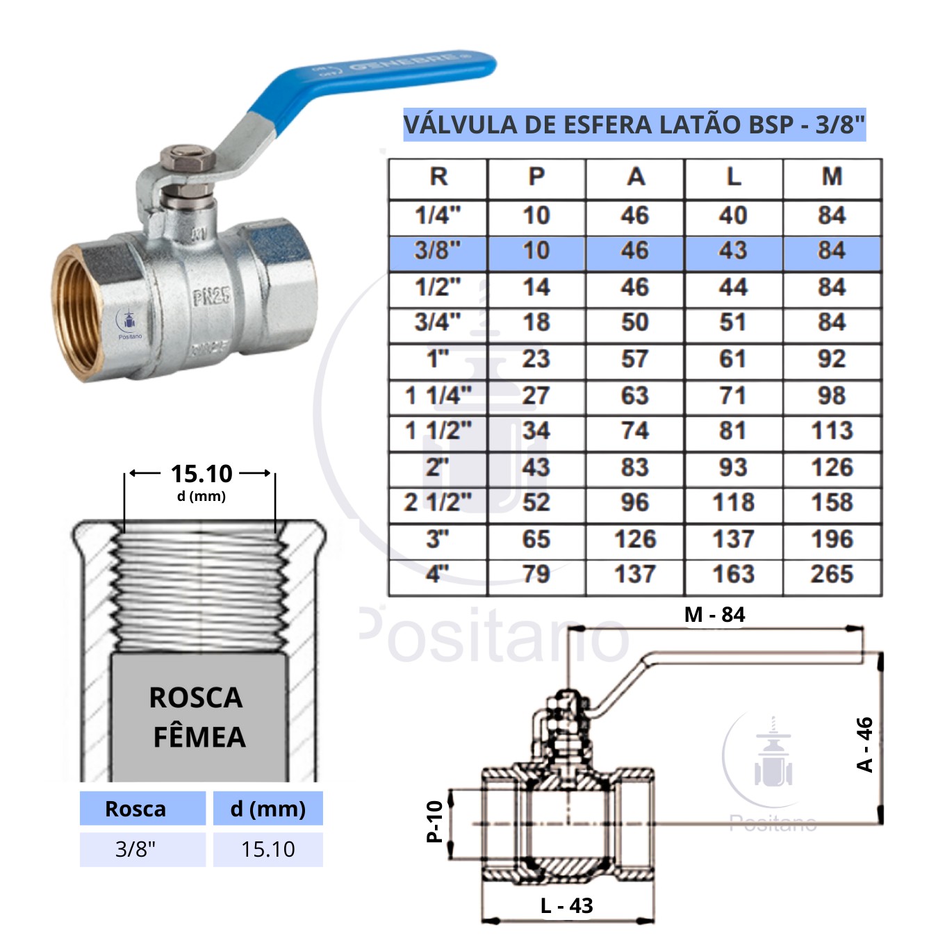 Registro Válvula Esfera Monobloco Latão 3/8" Polegada BSP REF 3029 ...