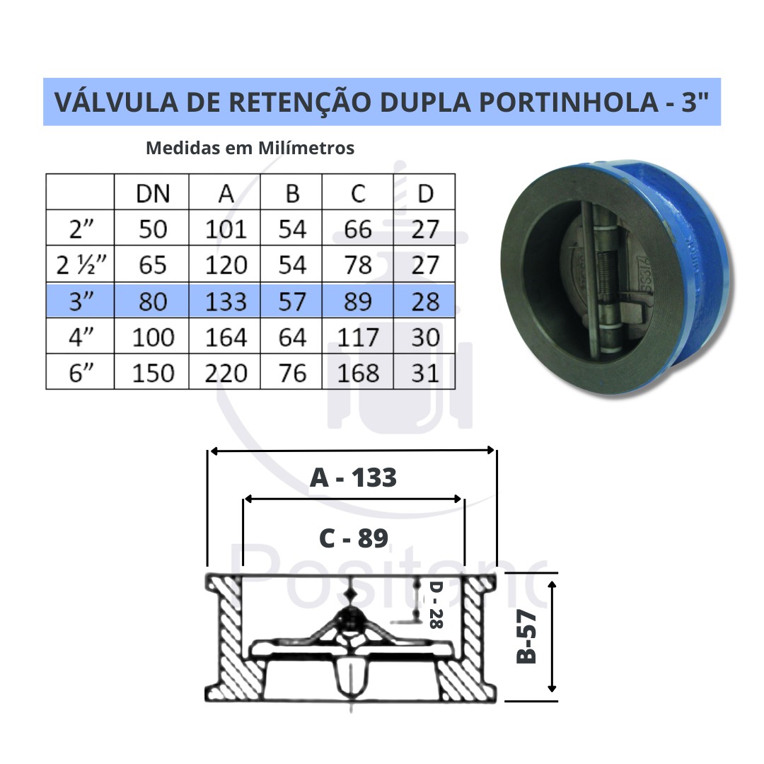 Válvula de Retenção Dupla Portinhola 3" Polegadas - Ref 2401 GENEBRE ...