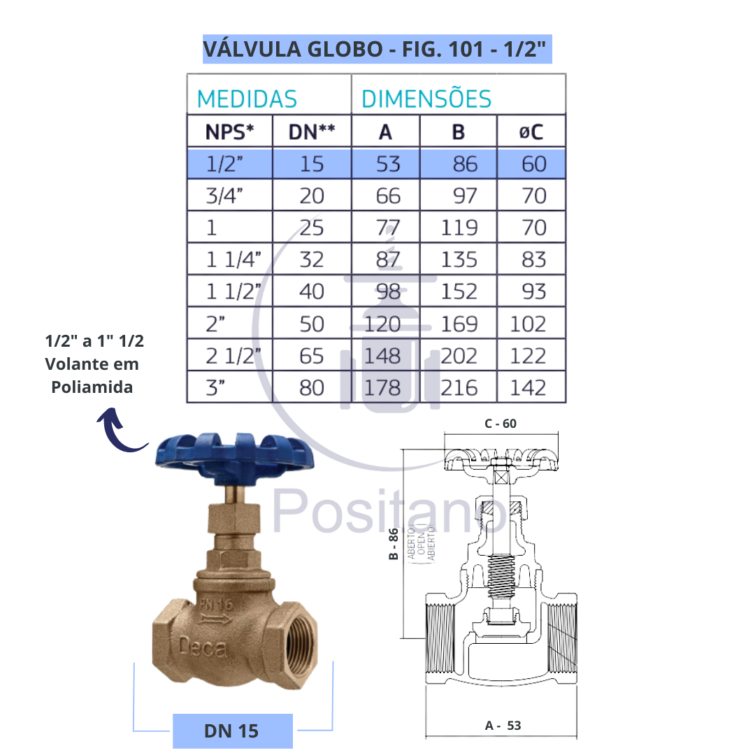 Válvula Globo De Bronze Disco Metálico 1/2" Polegada – DECA – REF 101 ...